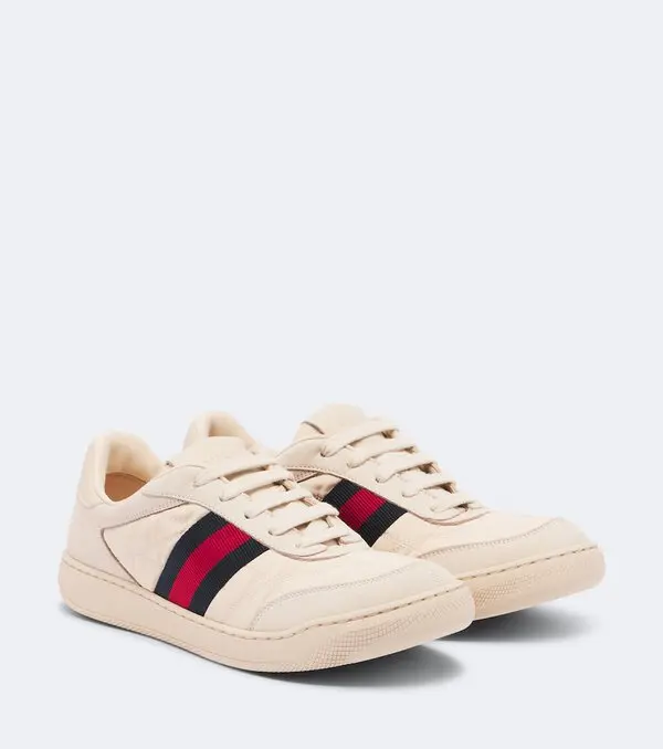 Gucci Screener Web Stripe Sneakers - Beige