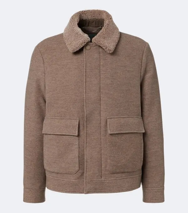 Canali Shearling-trimmed Wool And Cashmere Jacket