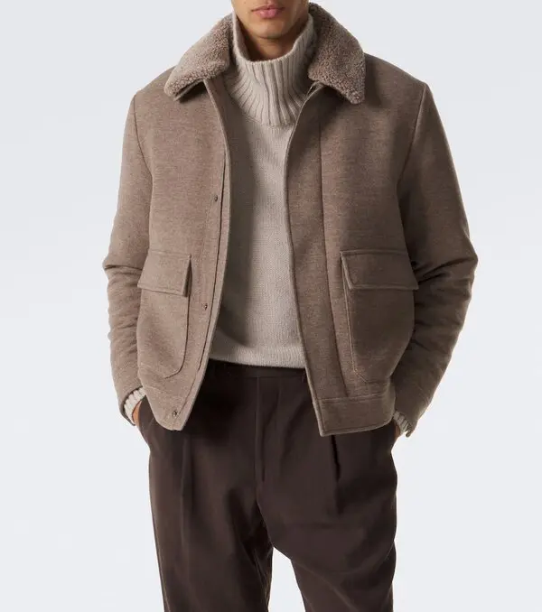 Canali Shearling-trimmed Wool And Cashmere Jacket