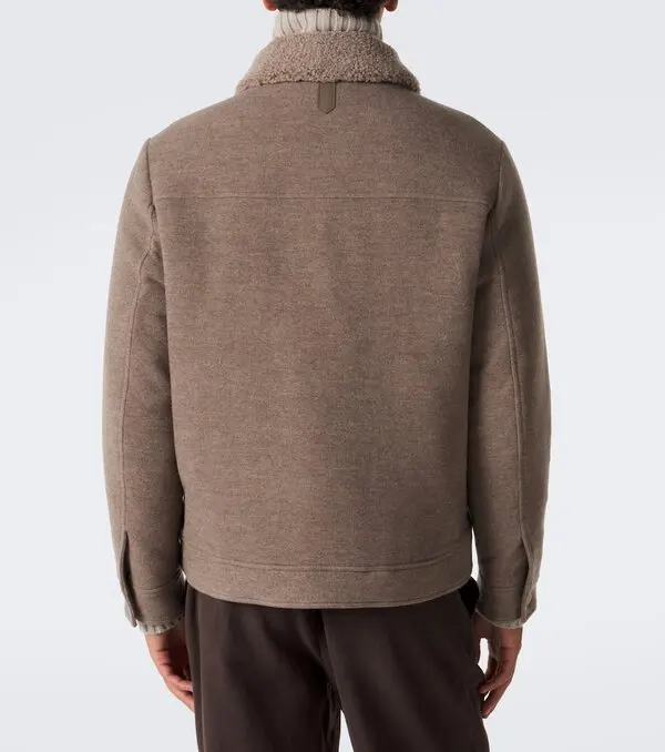 Canali Shearling-trimmed Wool And Cashmere Jacket