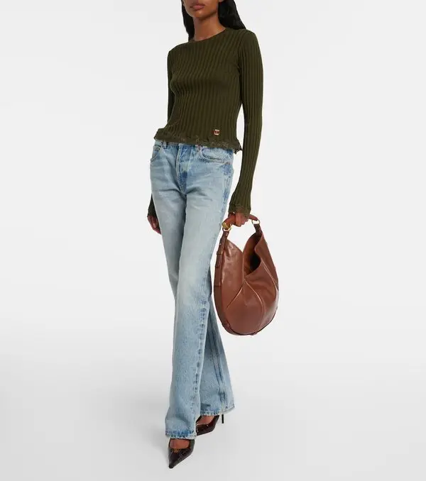 Saint Laurent Mombasa Medium Leather Shoulder Bag