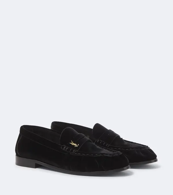 Saint Laurent Le Loafer Velvet Penny Loafers - Black