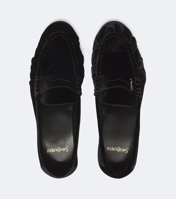 Saint Laurent Le Loafer Velvet Penny Loafers - Black