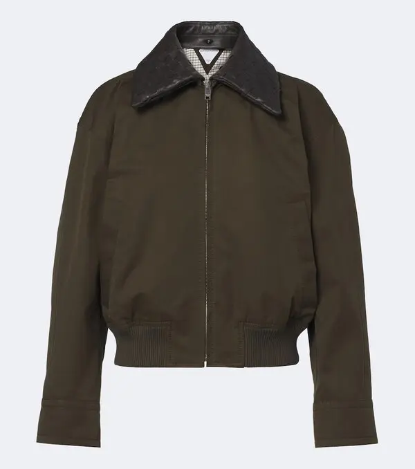 Bottega Veneta Intrecciato Cotton Blouson Jacket - Green