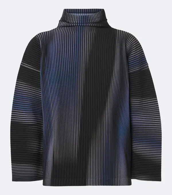 Issey Miyake Blend Of Lights Pleated Printed Top - Blue