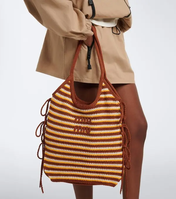 Miu Miu Crocheted Striped Shopper Bag