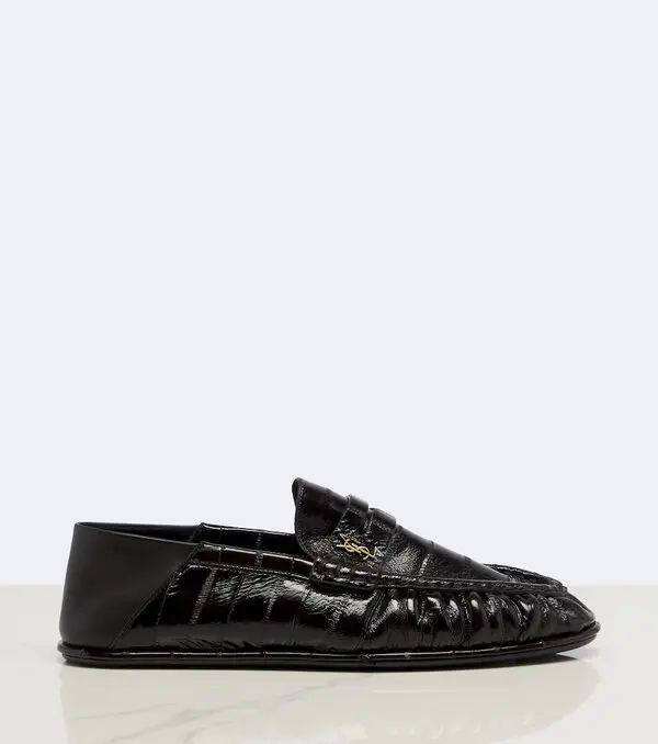 Saint Laurent Cassandre Croc-effect Leather Loafers