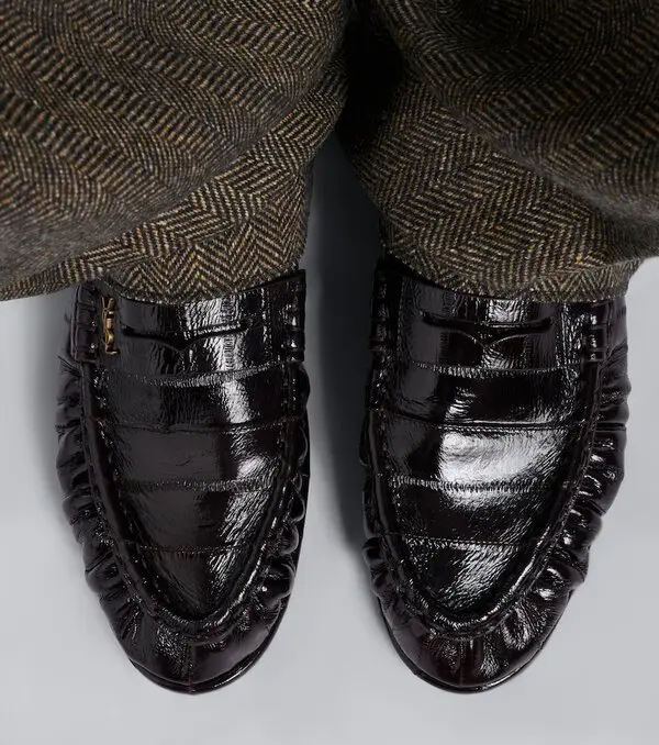 Saint Laurent Cassandre Croc-effect Leather Loafers