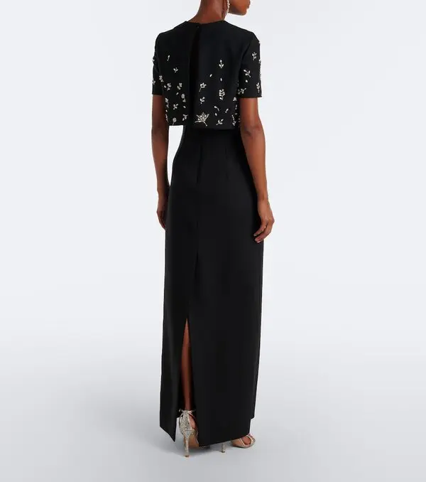 Oscar De La Renta Embellished Wool-blend Bustier Gown