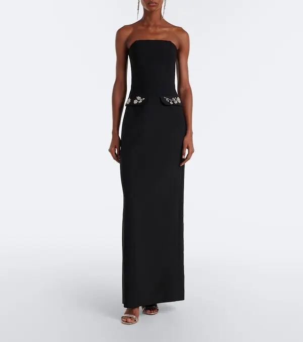 Oscar De La Renta Embellished Wool-blend Bustier Gown