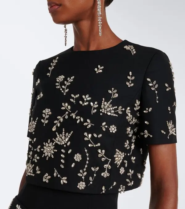 Oscar De La Renta Embellished Wool-blend Bustier Gown