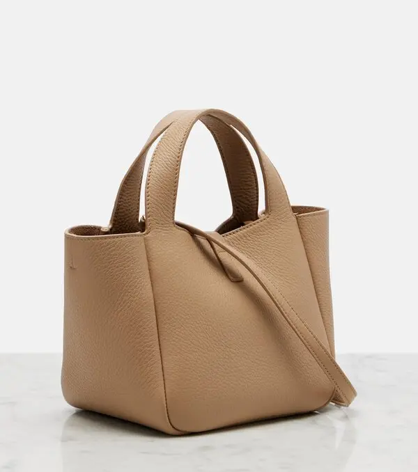 Saint Laurent Le 5 À 7 Baby Bea Leather Top-handle Bag - Beige
