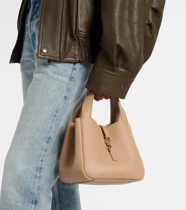 Saint Laurent Le 5 À 7 Baby Bea Leather Top-handle Bag - Beige