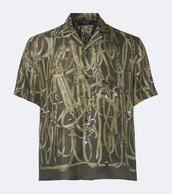 Gucci Printed Silk Twill Bowling Shirt