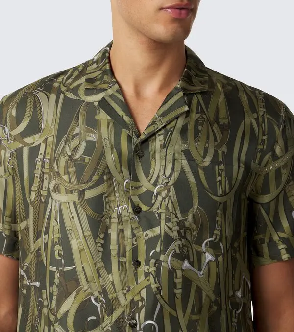 Gucci Printed Silk Twill Bowling Shirt
