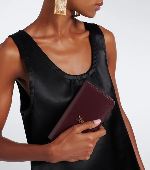Saint Laurent Cassandre Leather Phone Pouch