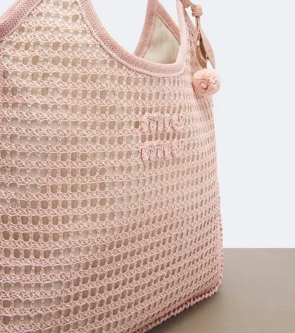 Miu Miu Ivy Crochet Raffia Tote Bag