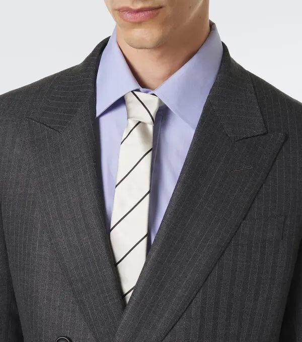 TOM FORD Striped Silk Jacquard Tie - White