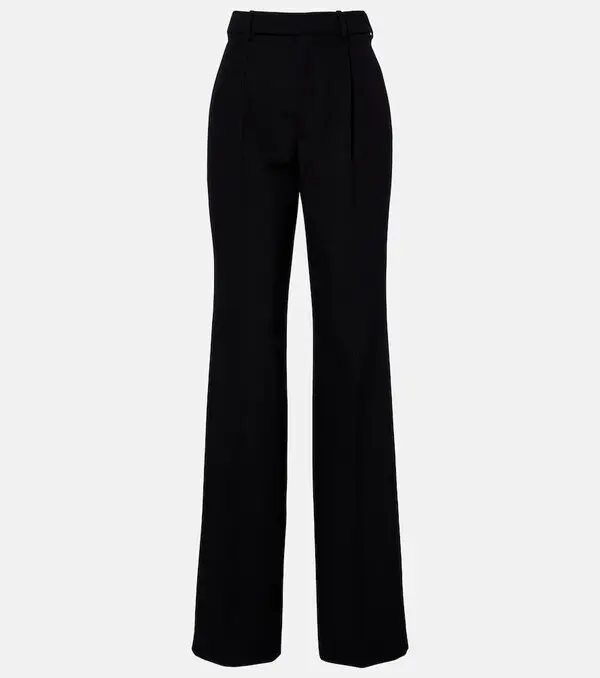 Saint Laurent Pleated Virgin Wool Straight Pants