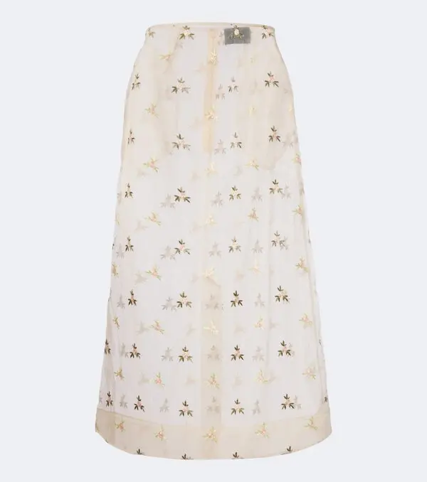 Simone Rocha Embroidered Tulle Midi Skirt