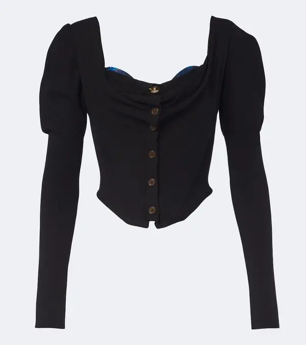 VIVIENNE WESTWOOD Bea Knitted Cotton And Cashmere Cardigan - Black
