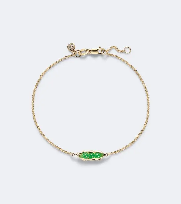 SYDNEY EVAN Pea Pod 14kt Bracelet With Jades - Gold