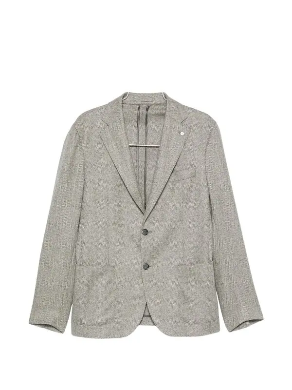 LUIGI BIANCHI Herringbone-pattern Single-breasted Blazer