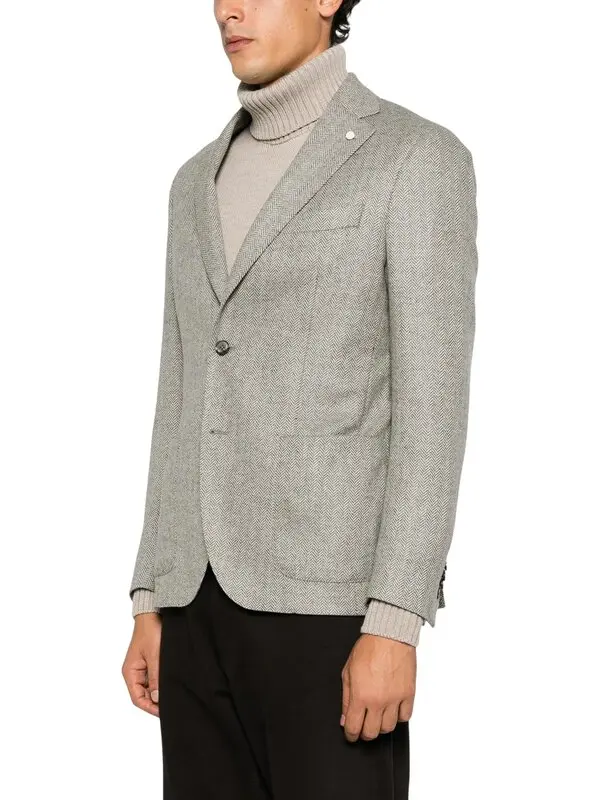 LUIGI BIANCHI Herringbone-pattern Single-breasted Blazer