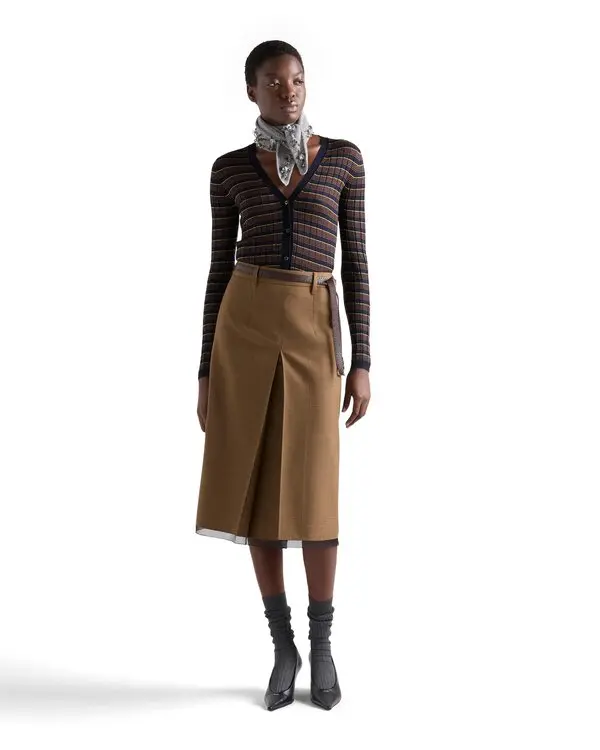 Prada Striped Cashmere And Silk Cardigan