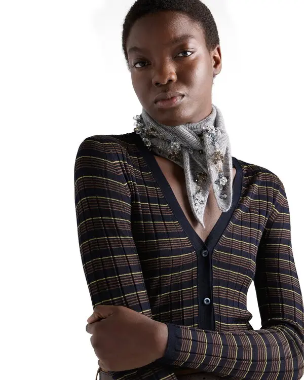 Prada Striped Cashmere And Silk Cardigan