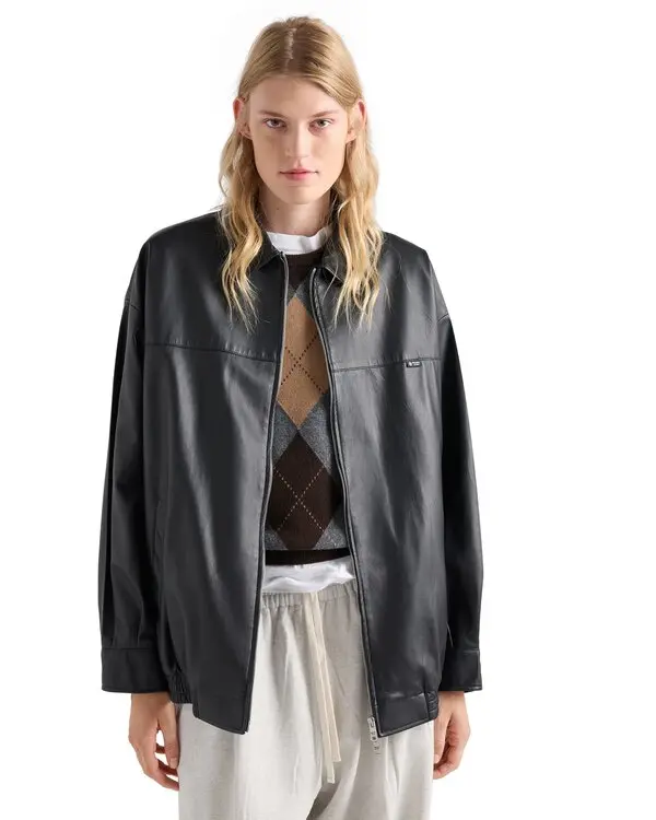 Prada Nappa Leather Jacket With Classic Collar