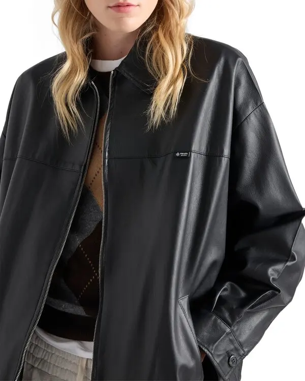 Prada Nappa Leather Jacket With Classic Collar