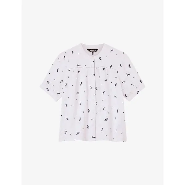 Whistles Frill Floral-embroidered Cotton Top - Cream