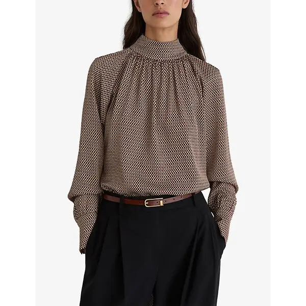 REISS Eden Geometric Print Blouse