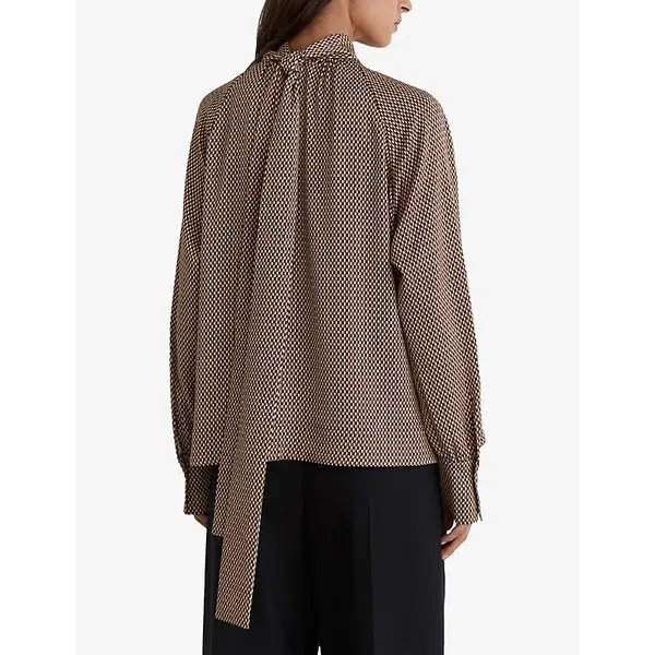 REISS Eden Geometric Print Blouse