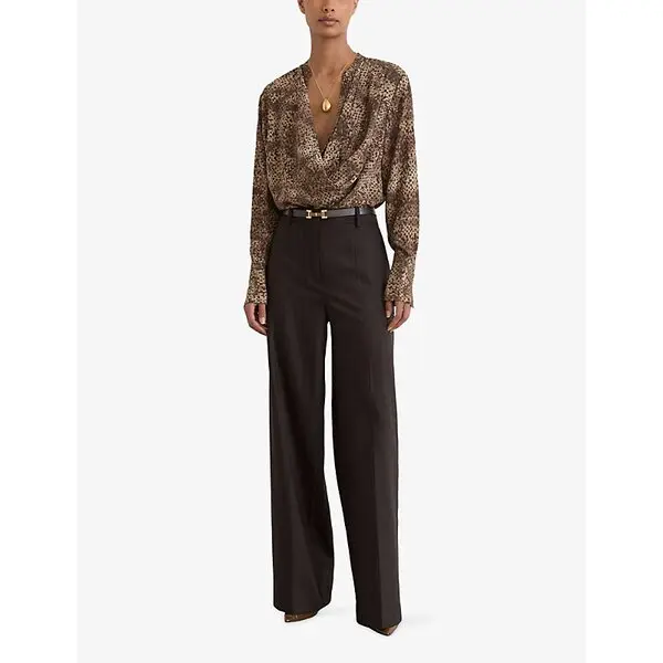 REISS Laurie Draped Silk Blouse