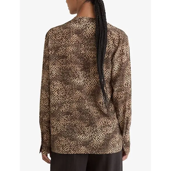 REISS Laurie Draped Silk Blouse
