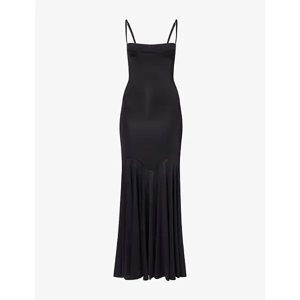 AYA MUSE Zory Mermaid-hem Stretch-jersey Maxi Dress - Black