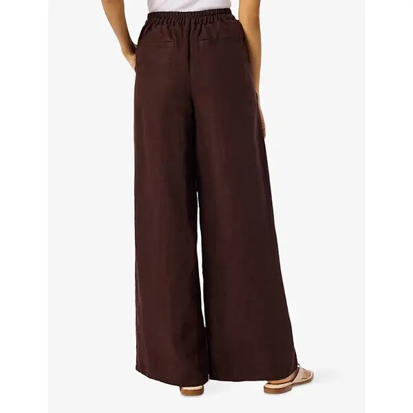 Whistles Elasticated-waist Wide-leg Linen Trousers