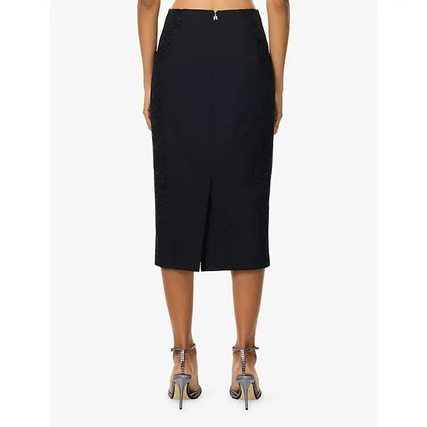 ROTATE BY BIRGER CHRISTENSEN Lace-panel Crepe Midi Skirt