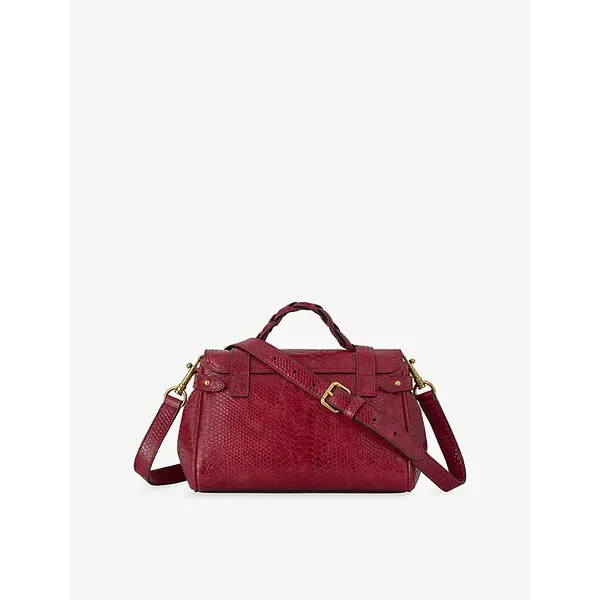 Mulberry Mini Alexa Waxed Snake-effect Leather Handbag - Apple Red