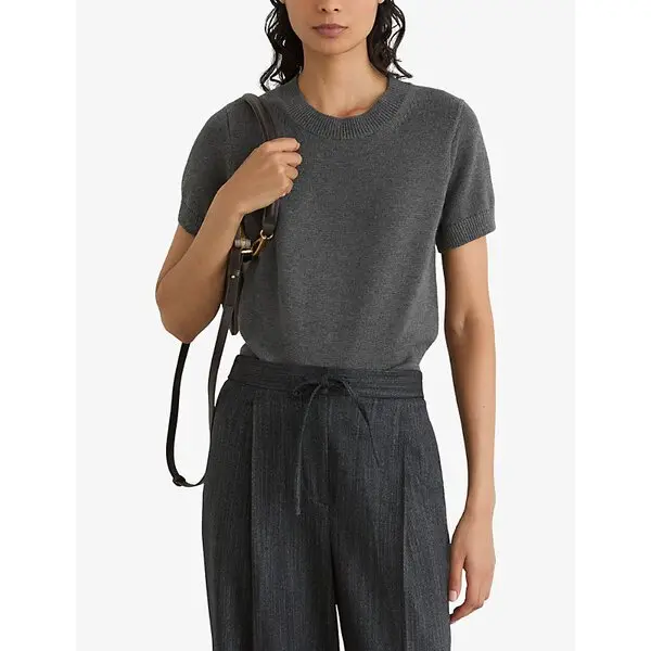 REISS Rita Short-sleeved Wool And Cotton Top