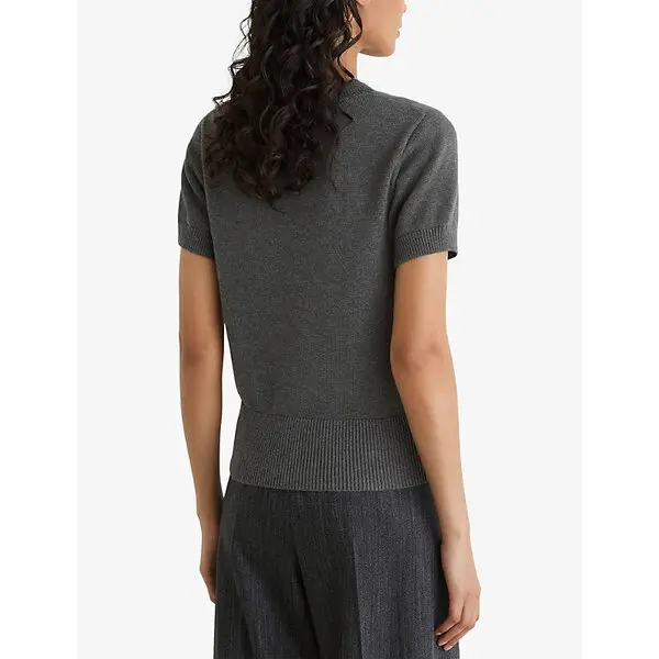 REISS Rita Short-sleeved Wool And Cotton Top