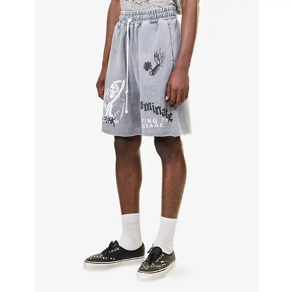 PALY HOLLYWOOD Cotton-blend Sweat Shorts With Graphic Embellishments