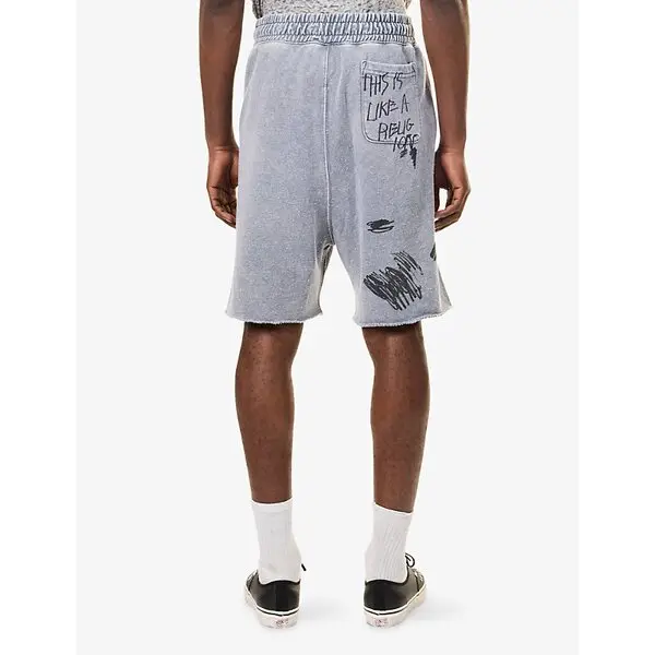 PALY HOLLYWOOD Cotton-blend Sweat Shorts With Graphic Embellishments