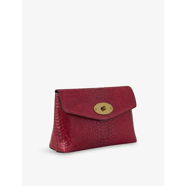Mulberry Darley Snakeskin-effect Leather Cosmetic Pouch