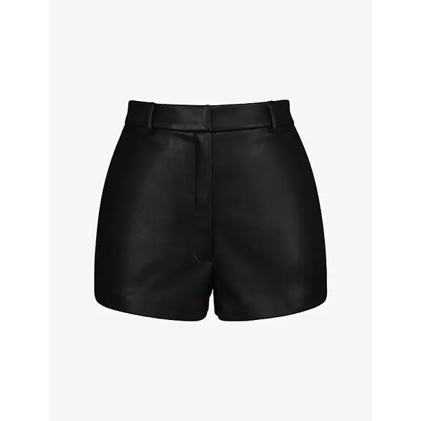 House Of Cb Naya High-rise Vegan-leather Shorts - Black
