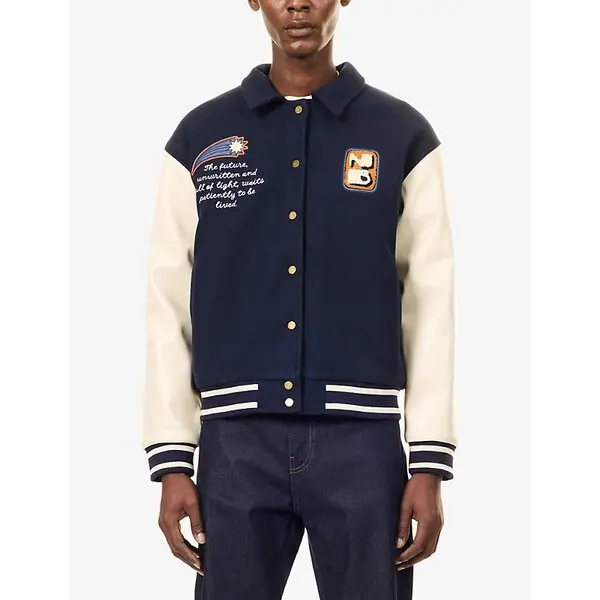 NOT BORING Woven Varsity Jacket
