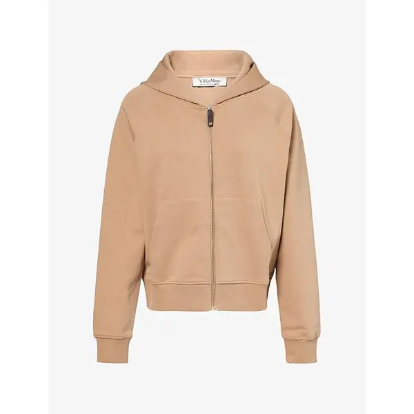 Max Mara Technical Zip Cotton-jersey Hoodie - Camel