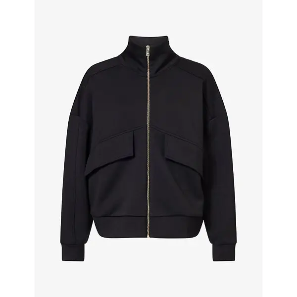 NOW YOU LIVE Zip-through Stretch-modal-blend Sweatshirt - Black